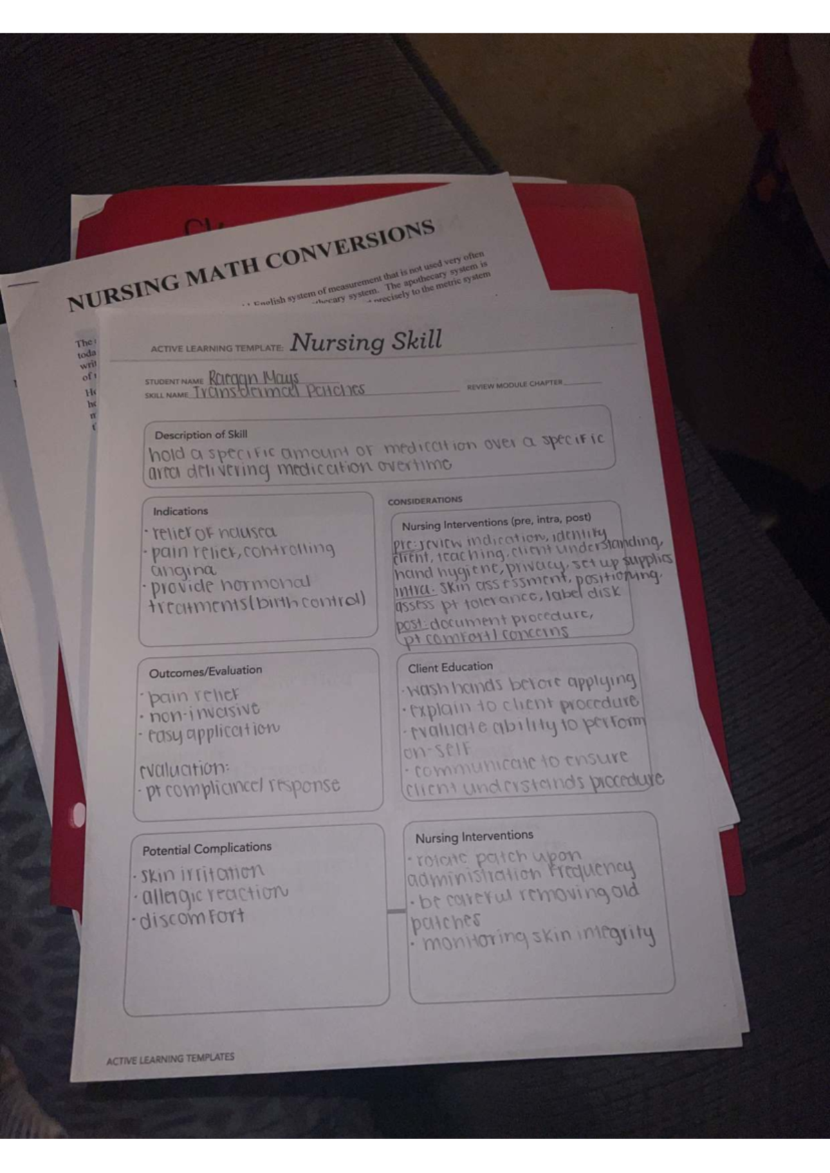 NURS 101: Active Learning Template on Transdermal Patches - Studocu