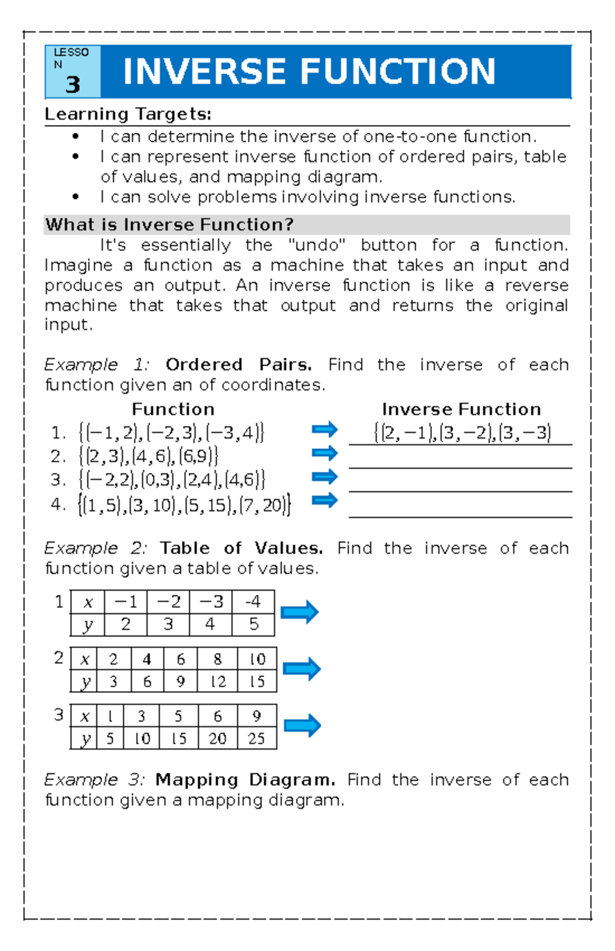 Q1: Lesson 3.5 - Inverse Functions and Exponential Expressions - Studocu