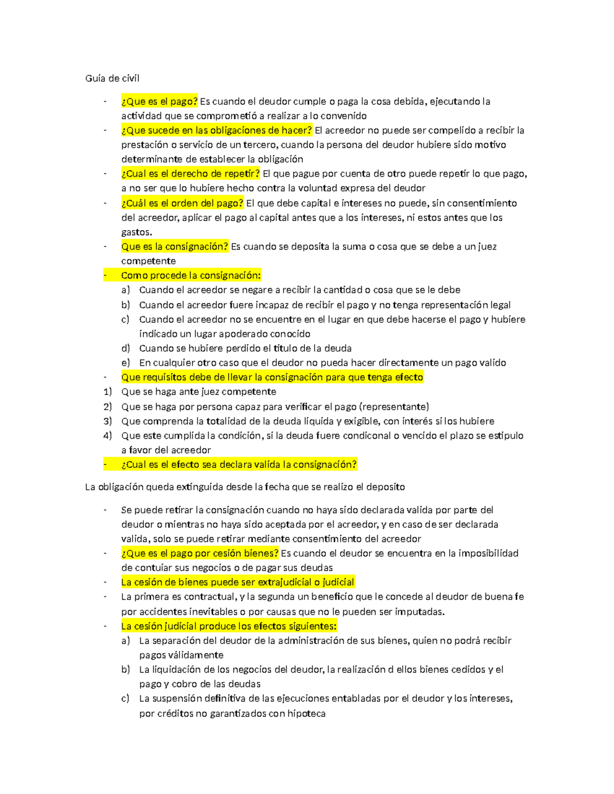 Guía de Civil III - Práctica sobre Pago y Obligaciones - Studocu