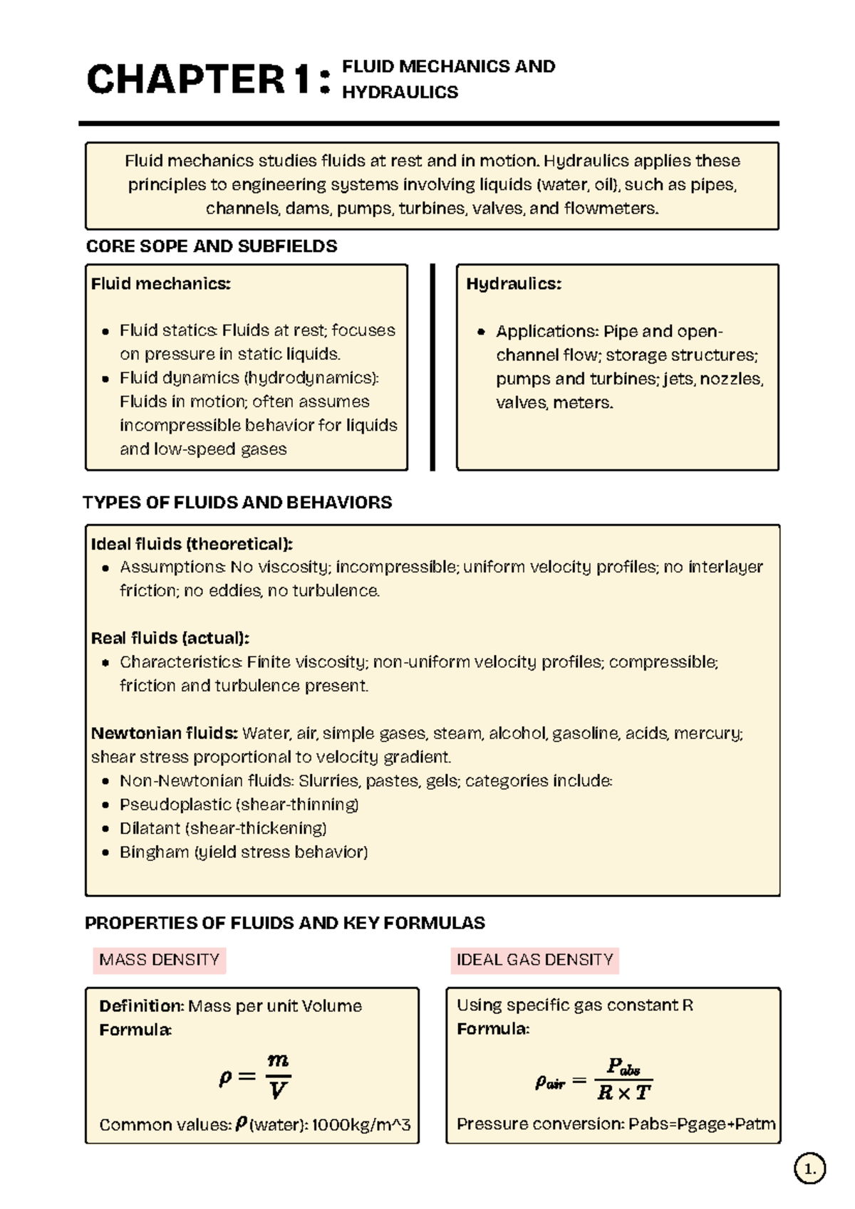 CHAPTER 1 LEC PIT: Fluid Mechanics and Hydraulics Overview - Studocu