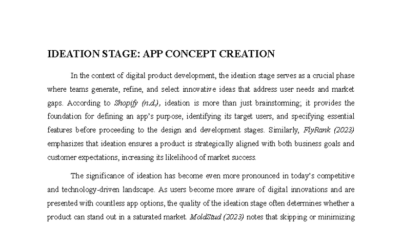 Ideation Stage: App Concept Creation for Pure Go Go Go - Studocu
