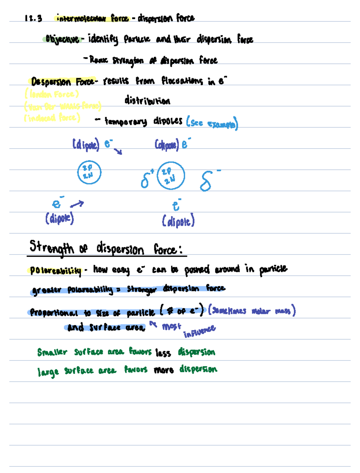 Chem 12.3 - Intermolecular Forces: Dispersion & Dipole Forces Notes ...
