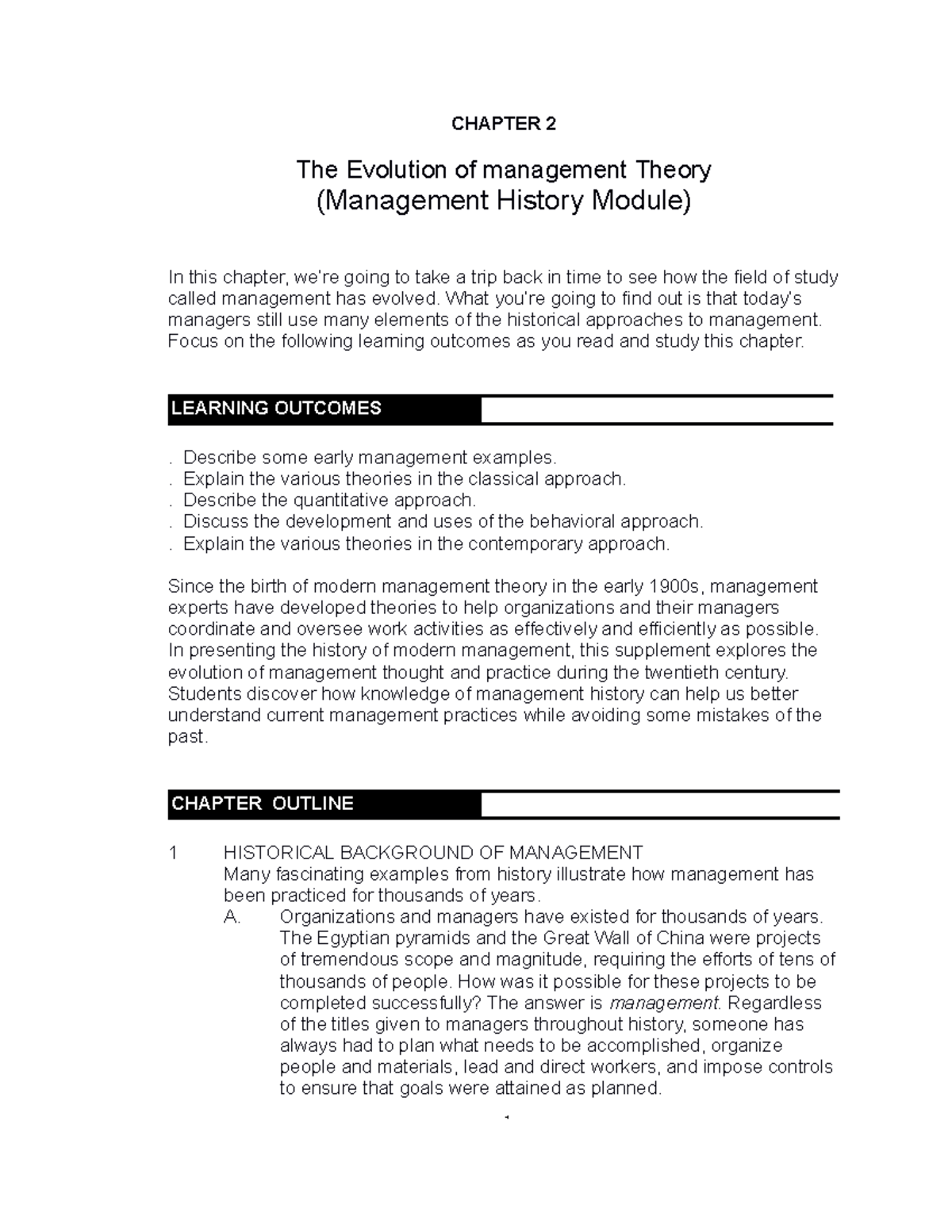 CBMD022 Chapter 2: The Evolution of Management Theory Explained - Studocu