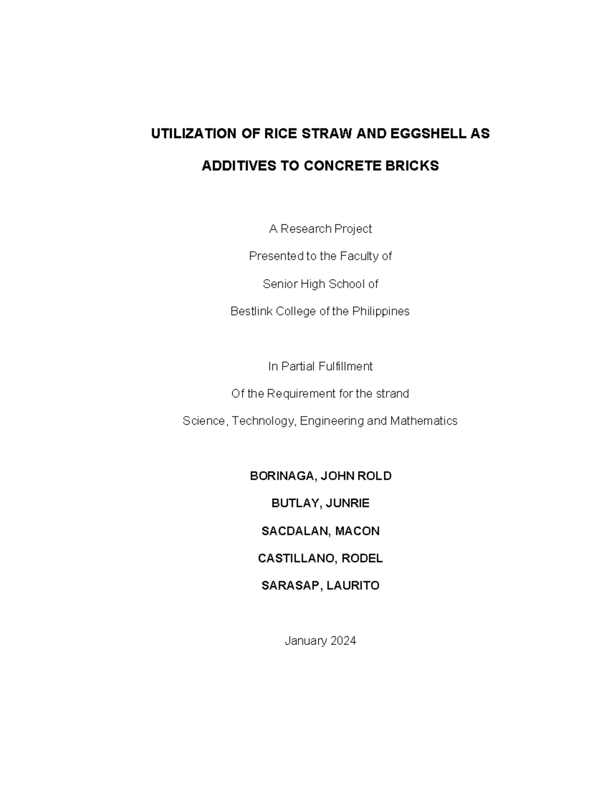 Utilization of Rice Straw & Eggshell as Additives to Concrete Bricks ...