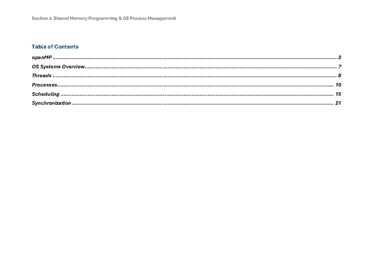 A1 CS314 Shared Memory Programming & OS Process Management Notes - Studocu