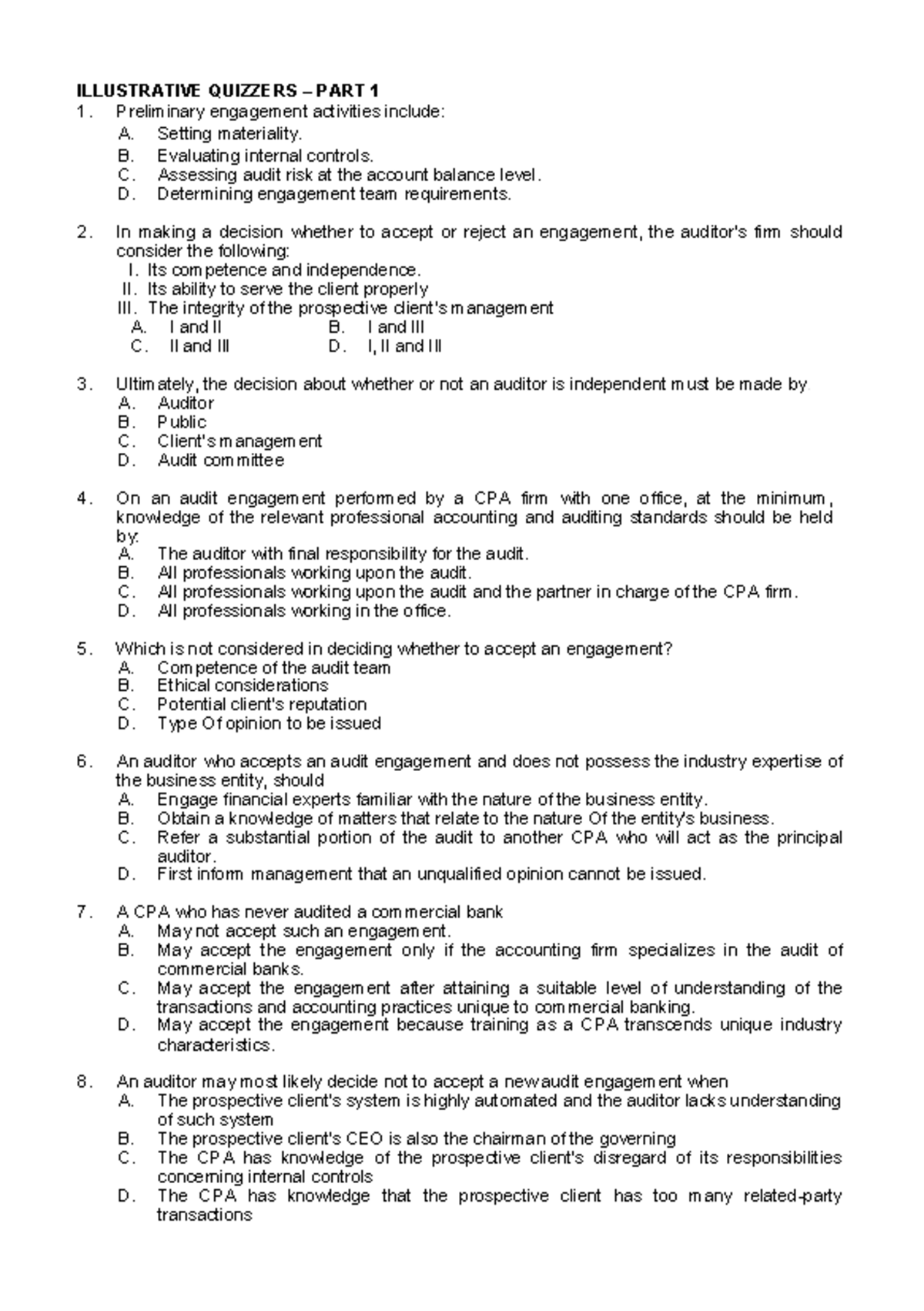 05 Quiz - Auditing Theory Questions and Concepts - Studocu