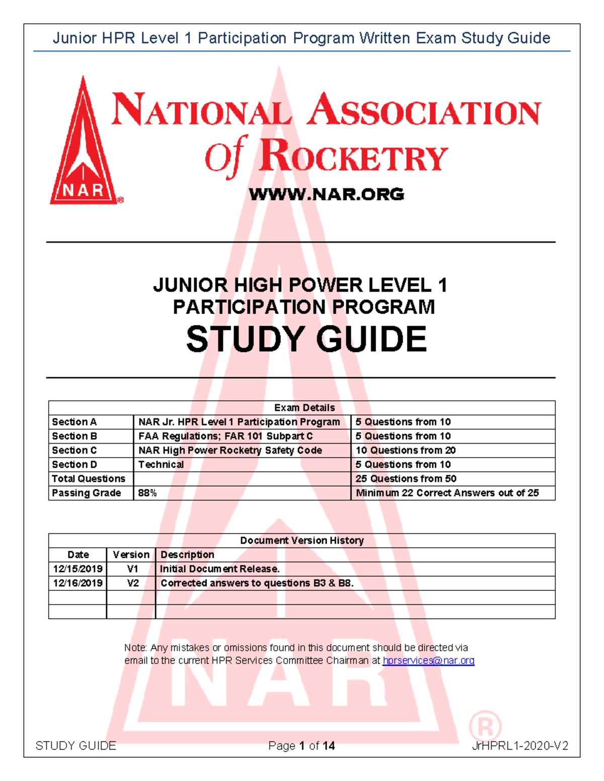 Junior HPR Level 1 Written Exam Study Guide (JrHPRL1-2020) - Studocu