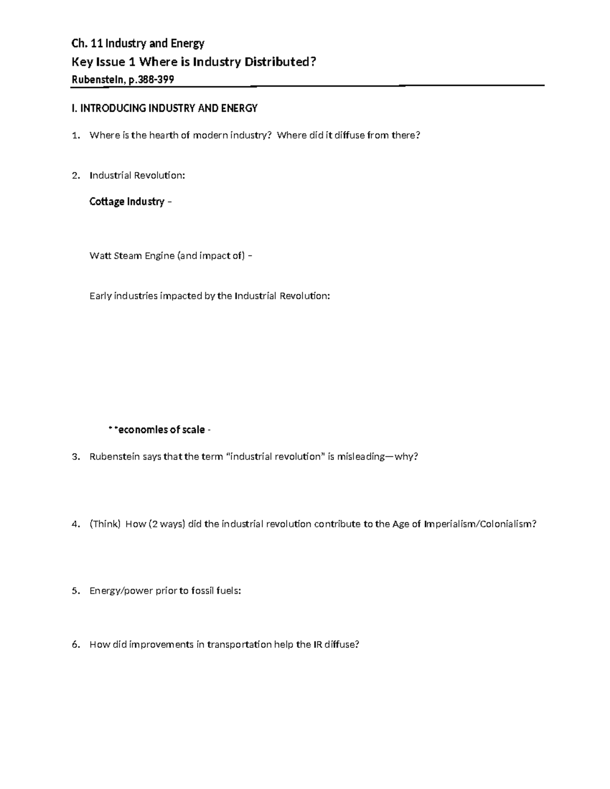 Ch. 11 Reading Notes: Industry & Energy Distribution Insights - Studocu