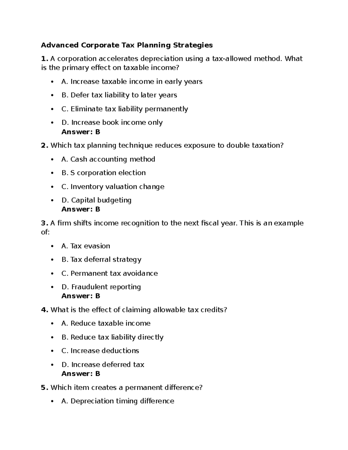 Advanced Corporate Tax Planning Strategies: Key Concepts & Techniques ...