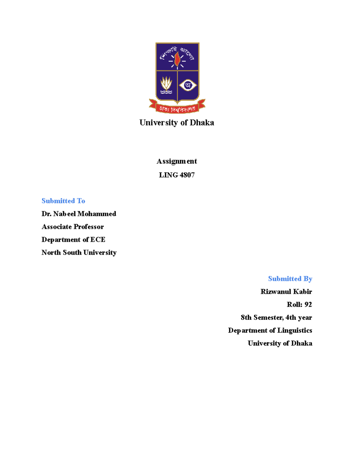 LING 4807 Assignment: Natural Language Processing Technologies - Studocu