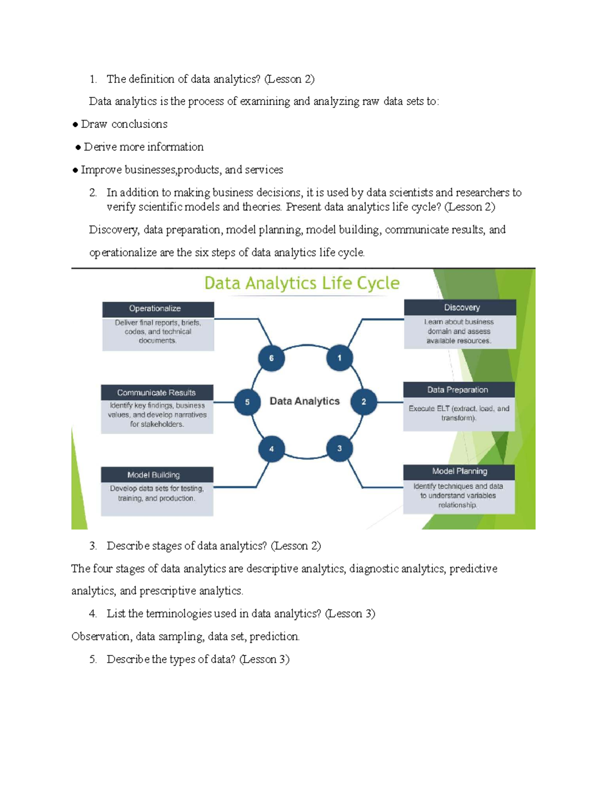 Data Analytics Overview and Key Concepts (Lesson 2-4) - Studocu