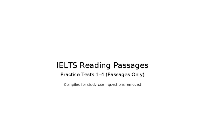 IELTS Reading Passages Practice Tests (Passages Only) for Study Use ...