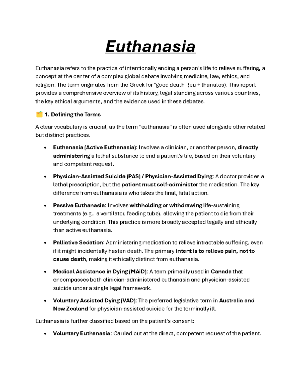 Euthanasia: A Comprehensive Overview of Ethics and Legality - Studocu