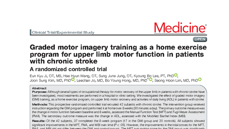 Graded motor imagery training as a home exercise.147 - Graded motor ...