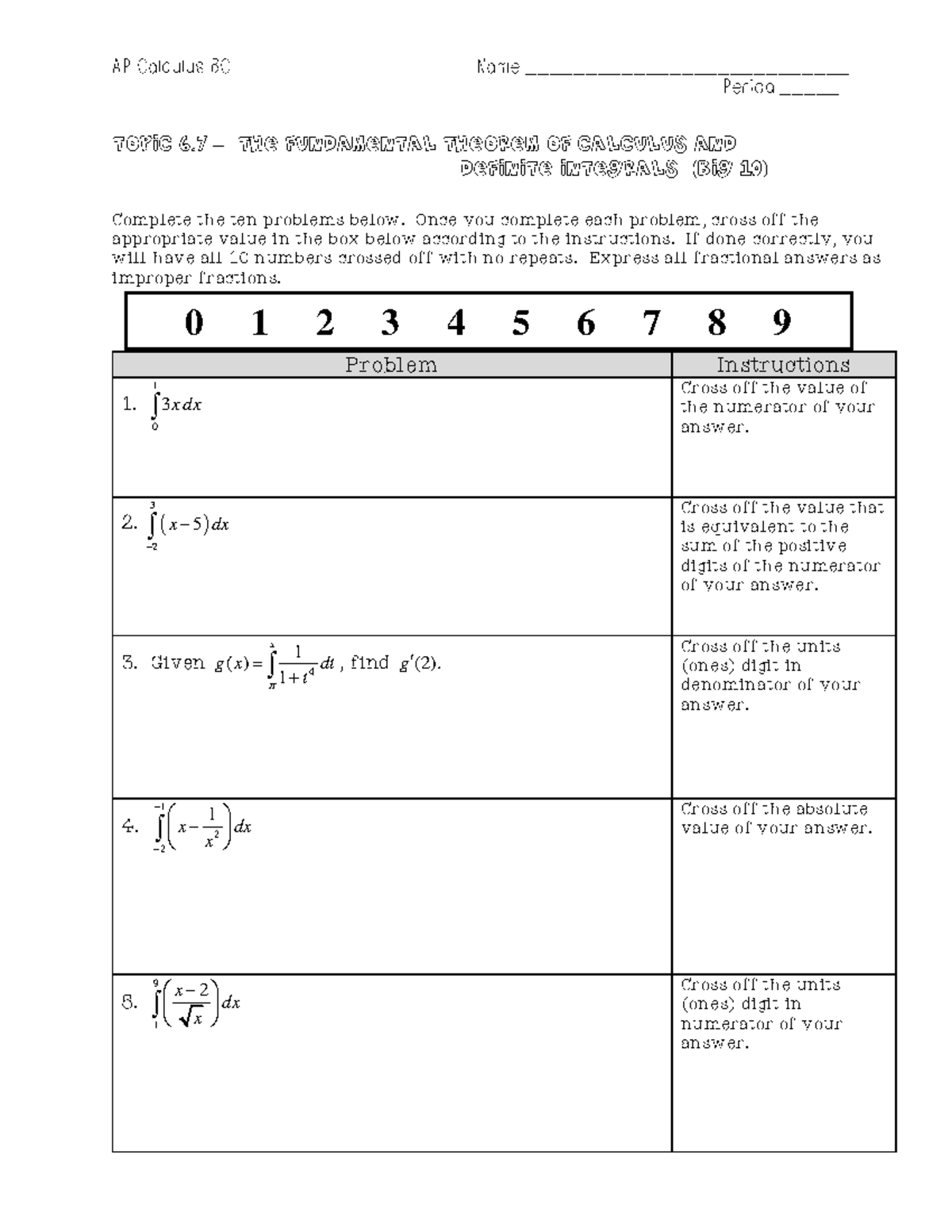 Topic 6.7 - The Fundamental Theorem of Calculus and Definite Integrals ...