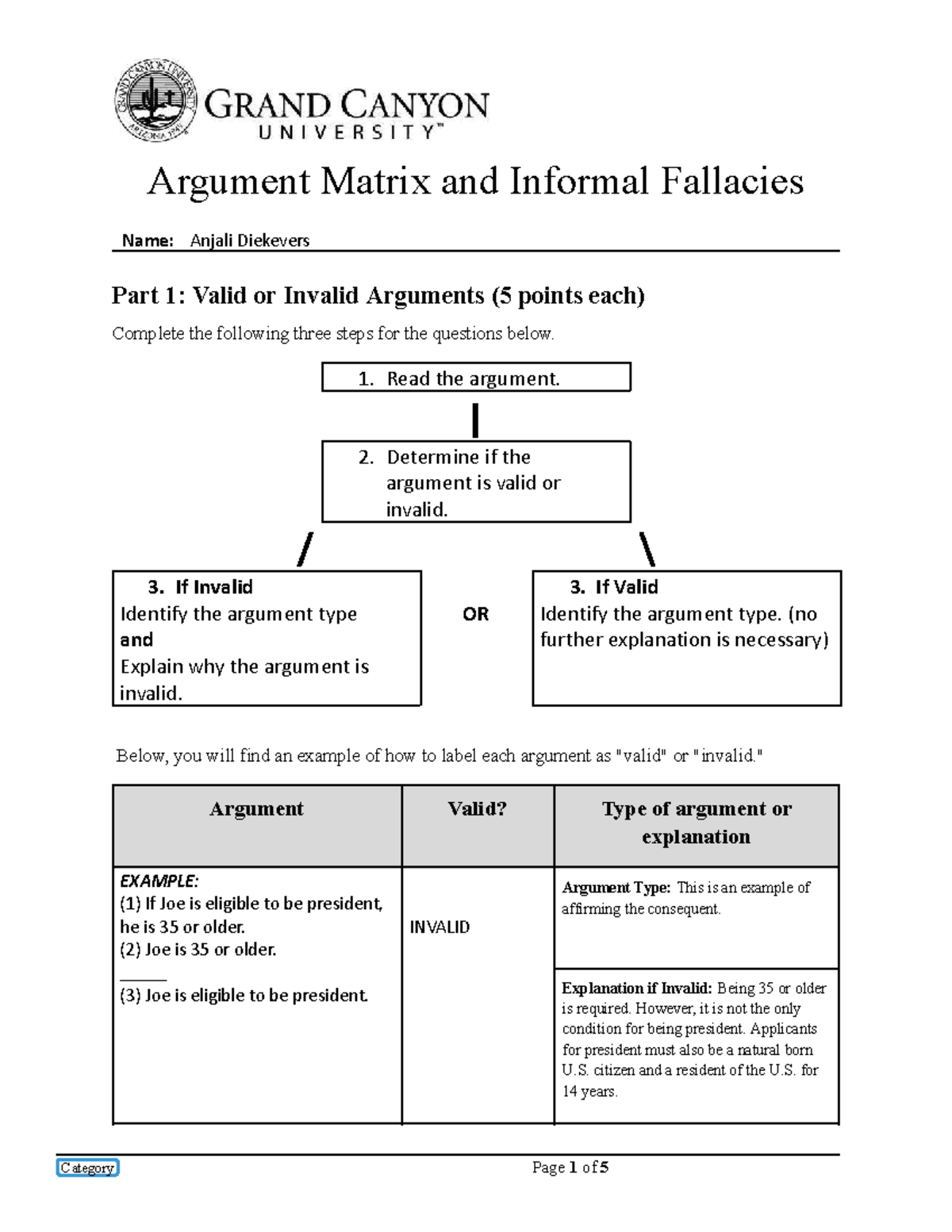 Argument Matrix & Informal Fallacies Analysis - Studocu