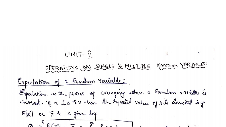 II Operations on Random Variables: Expectation, Moments & Functions ...