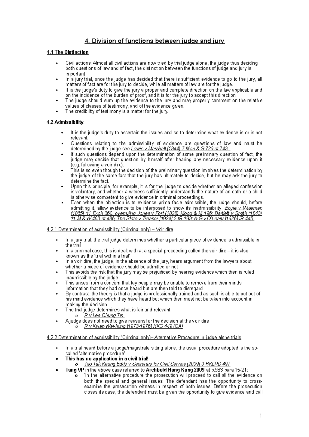 4 Division of functions between judge and jury - 4. Division of ...
