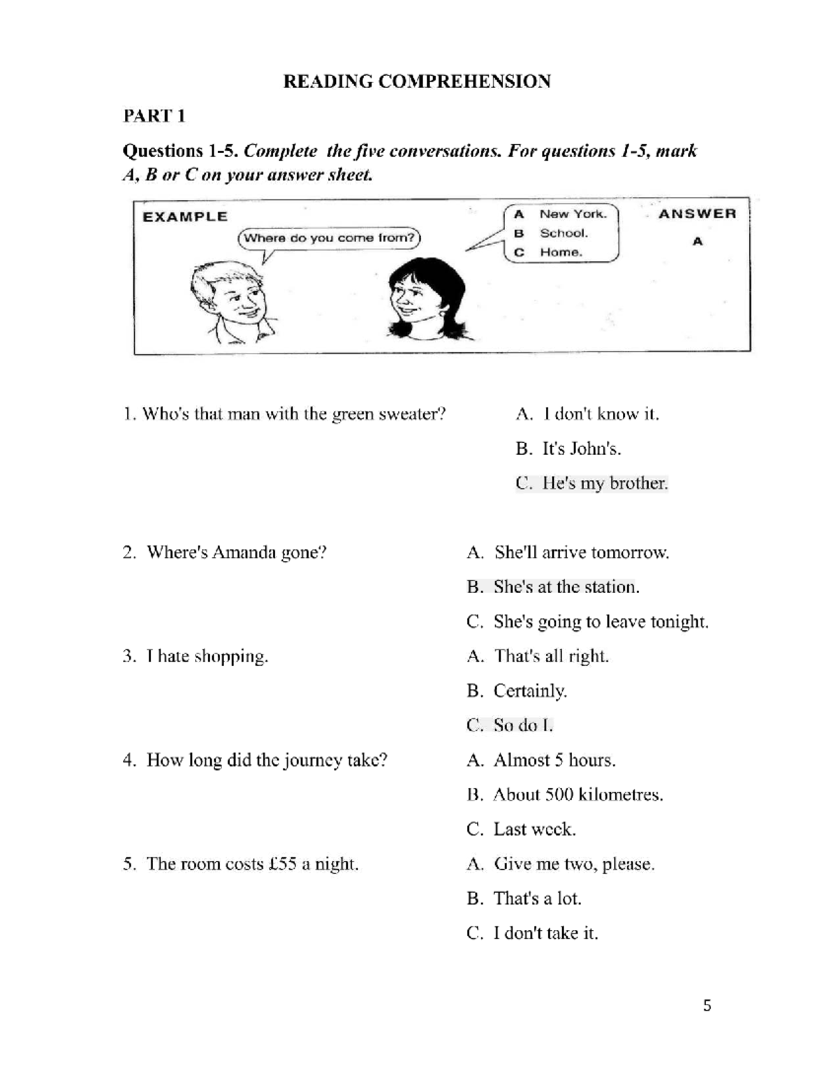 Reading Comprehension Part 1 & 2 - English 02 - Studocu