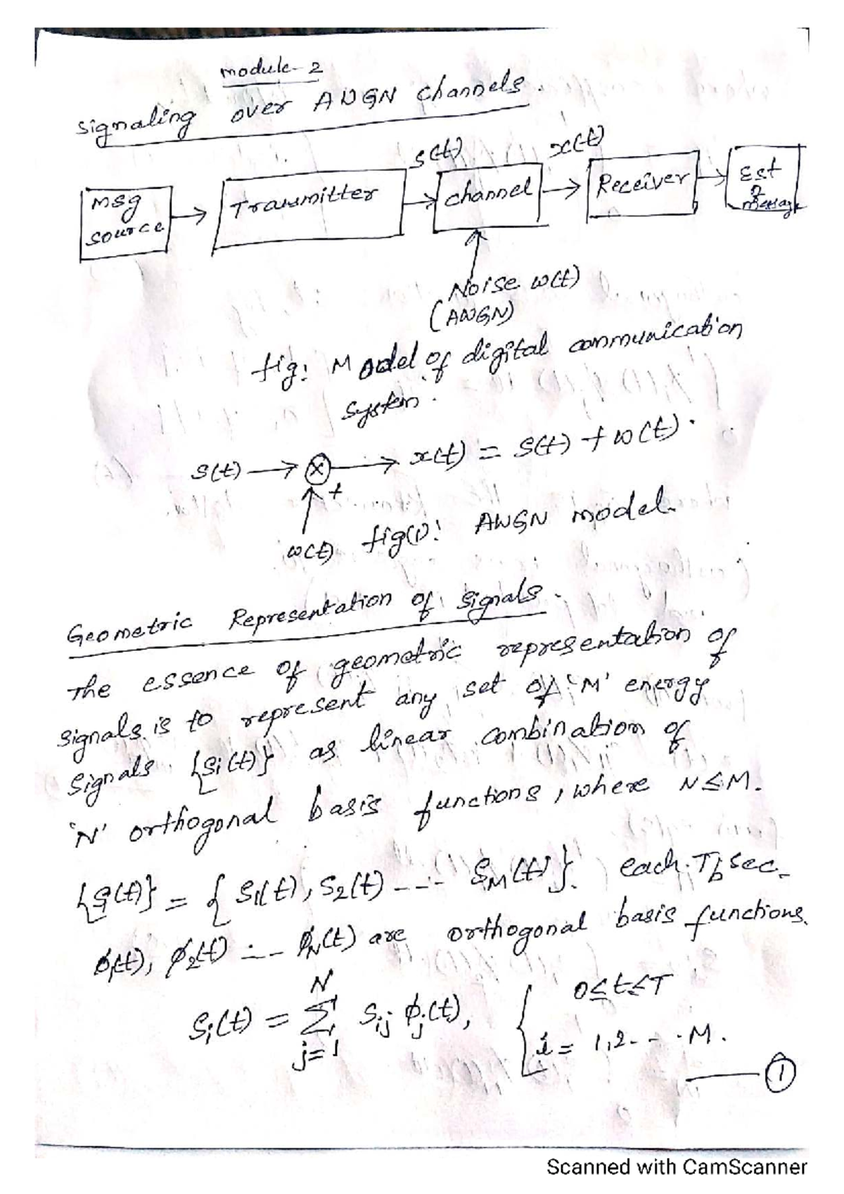 DC Module-2: Lecture Notes on Signaling Over AWGN Channels - Studocu