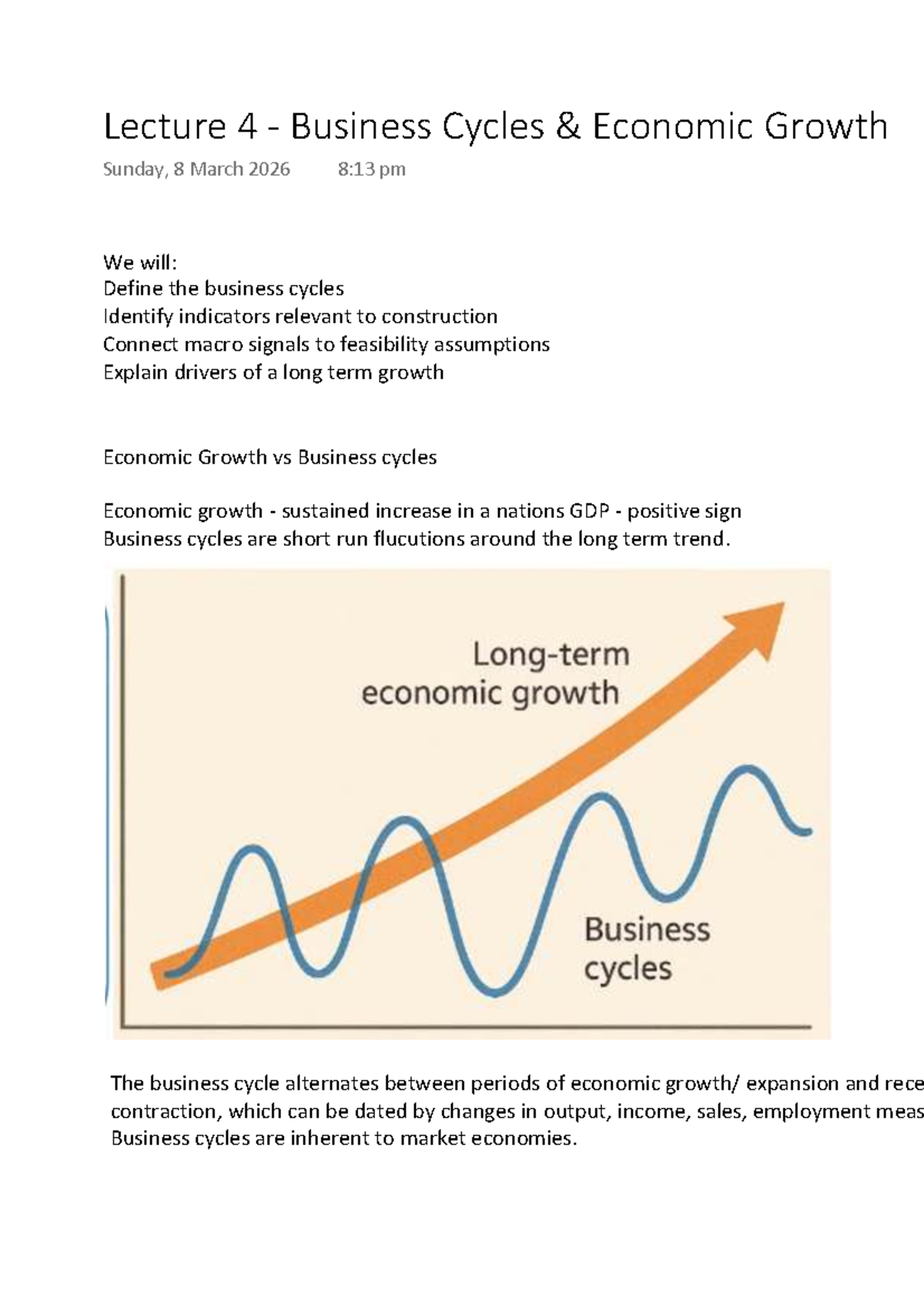 Lecture 4 - Business Cycles & Economic Growth - Studocu