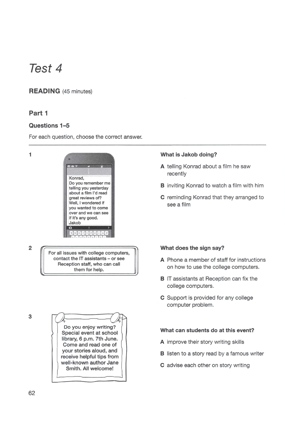 PET Reading Part 2 Test 4 Questions and Answers - Studocu