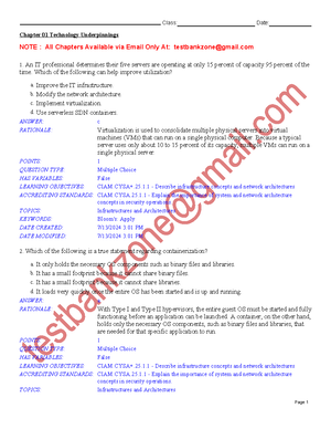Test Bank, Solutions for Comp TIA Security + Guide to Network Security ...