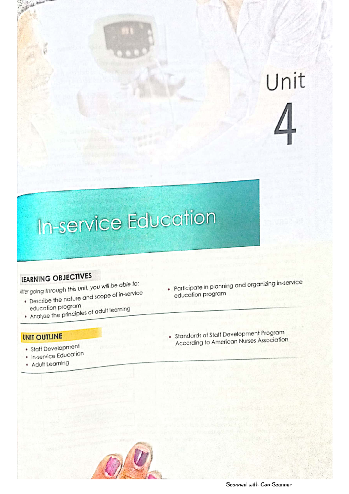 UNIT 4 Management in Nursing: Staff Development and Education Insights ...