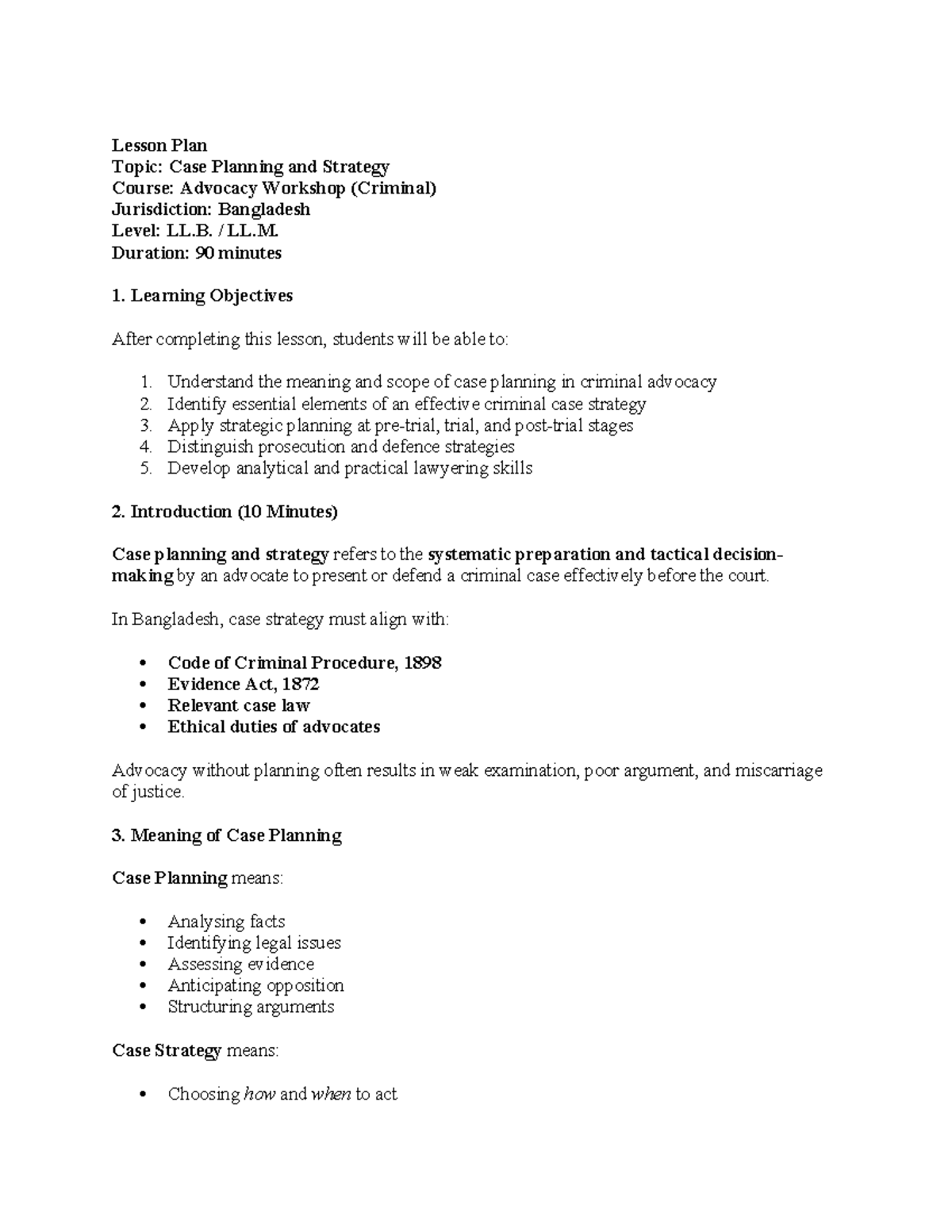 Case Planning Strategies for Criminal Advocacy (0421-4105) - Studocu
