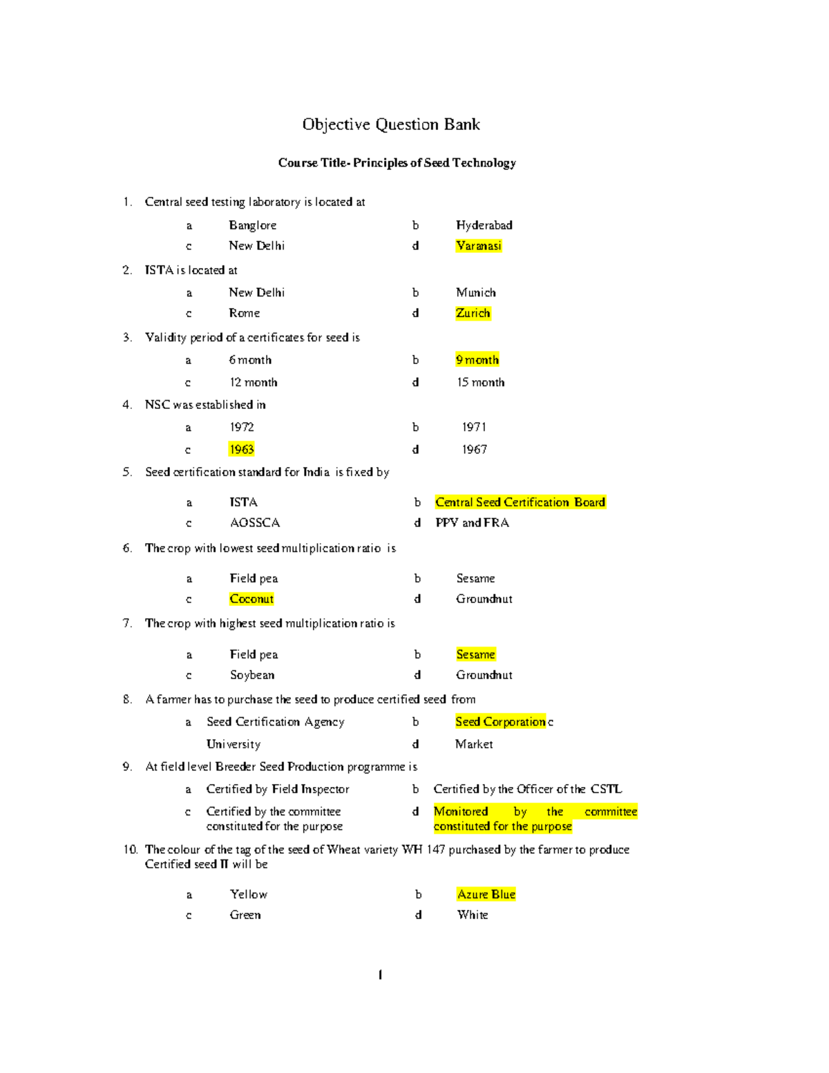 1 - Objective type Q&A to summarise the topics and make it easy to ...