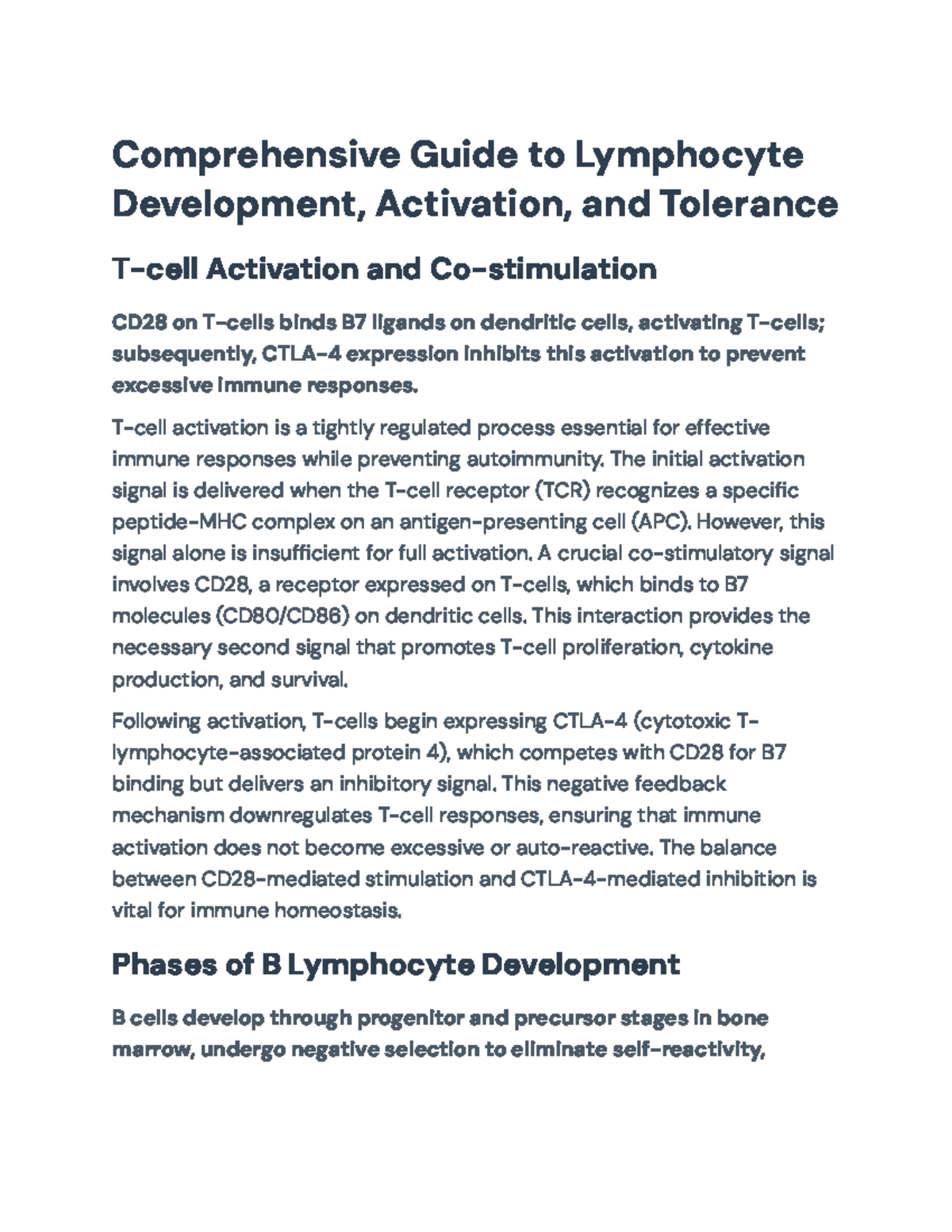 Comprehensive Overview of Lymphocyte Development and Tolerance ...