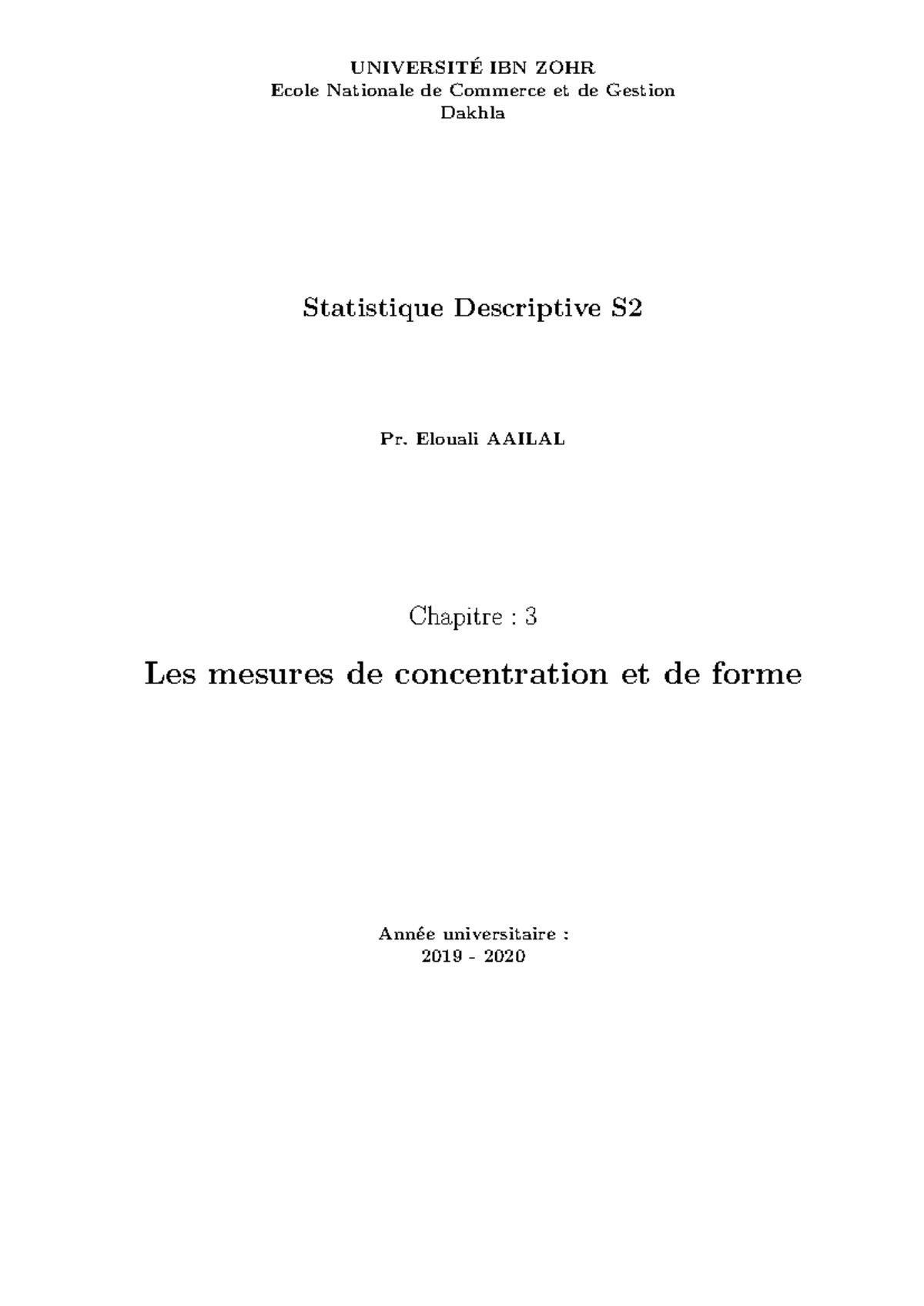 Statistique descriptive Corrigé TD2 - Statistique descriptive S2, Corrigé de TD n 2 Exercice 2 ...