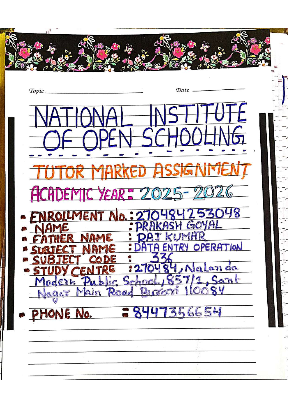 Data Entry Operation TMA (336) - Academic Year 2026 - Studocu