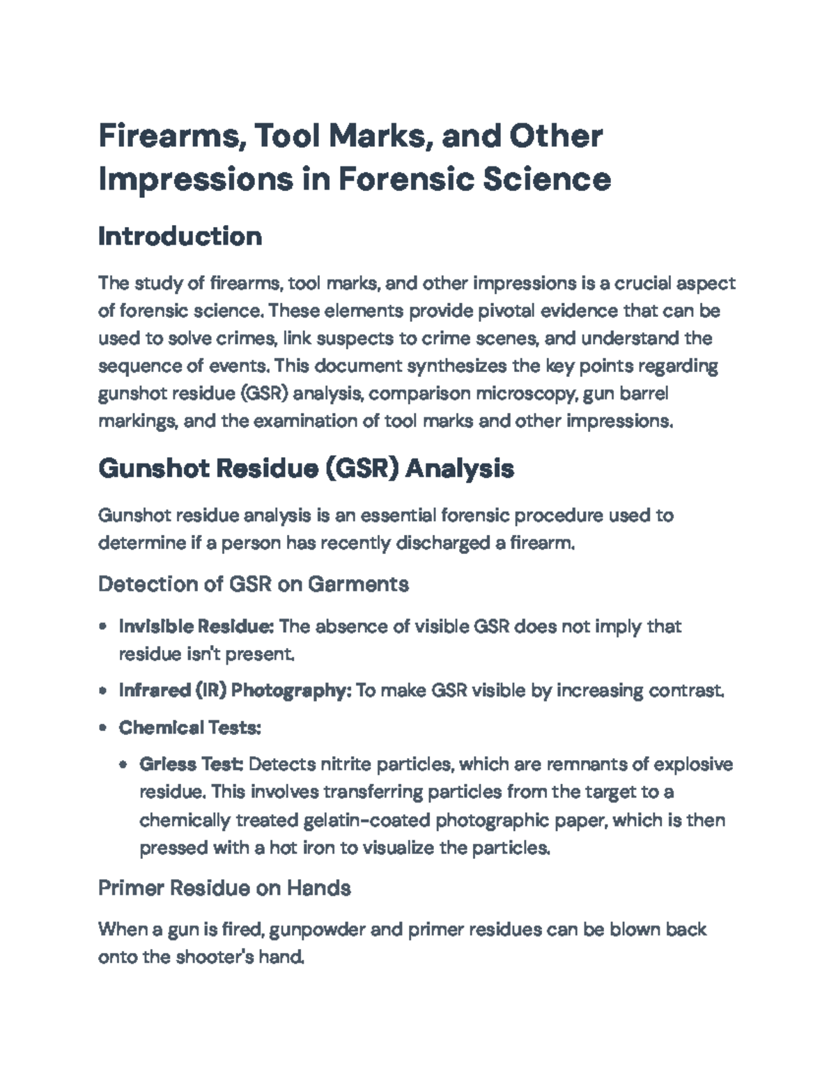 Forensic Analysis of Firearms, Tool Marks, and Impressions (FS 101 ...
