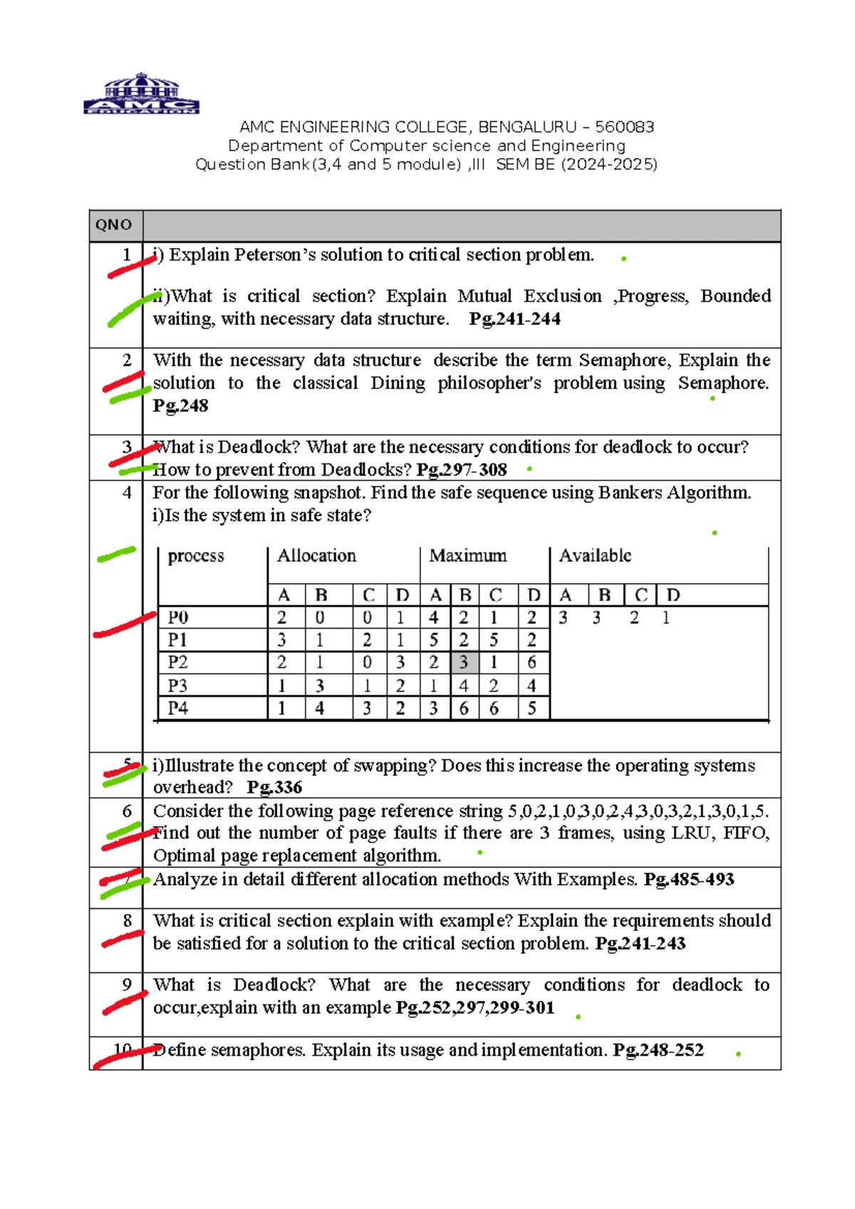 **Question Bank for Operating Systems [BCS303] - Comprehensive Guide ...