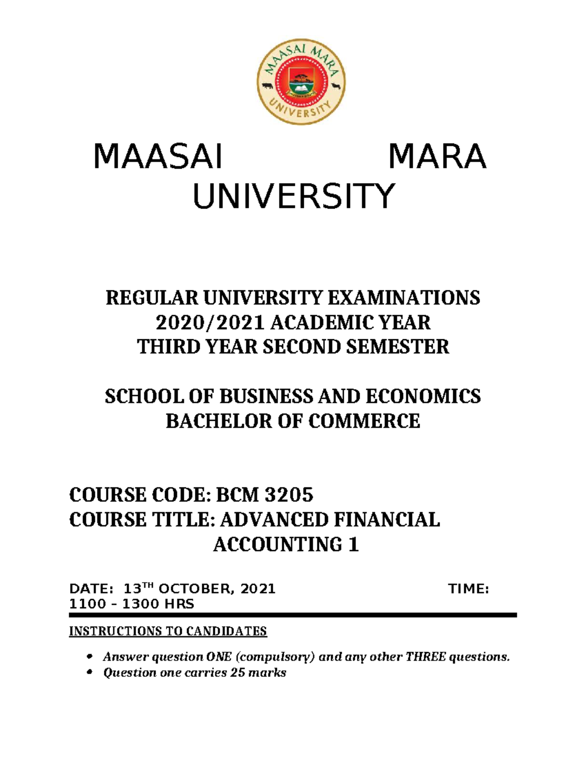 BCM 3205 Advanced Financial Accounting 1 - Revision Notes - Studocu