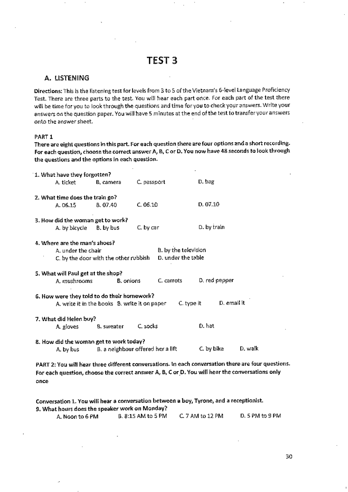 Listening Test 3: Language Proficiency Levels 3-5 - Studocu