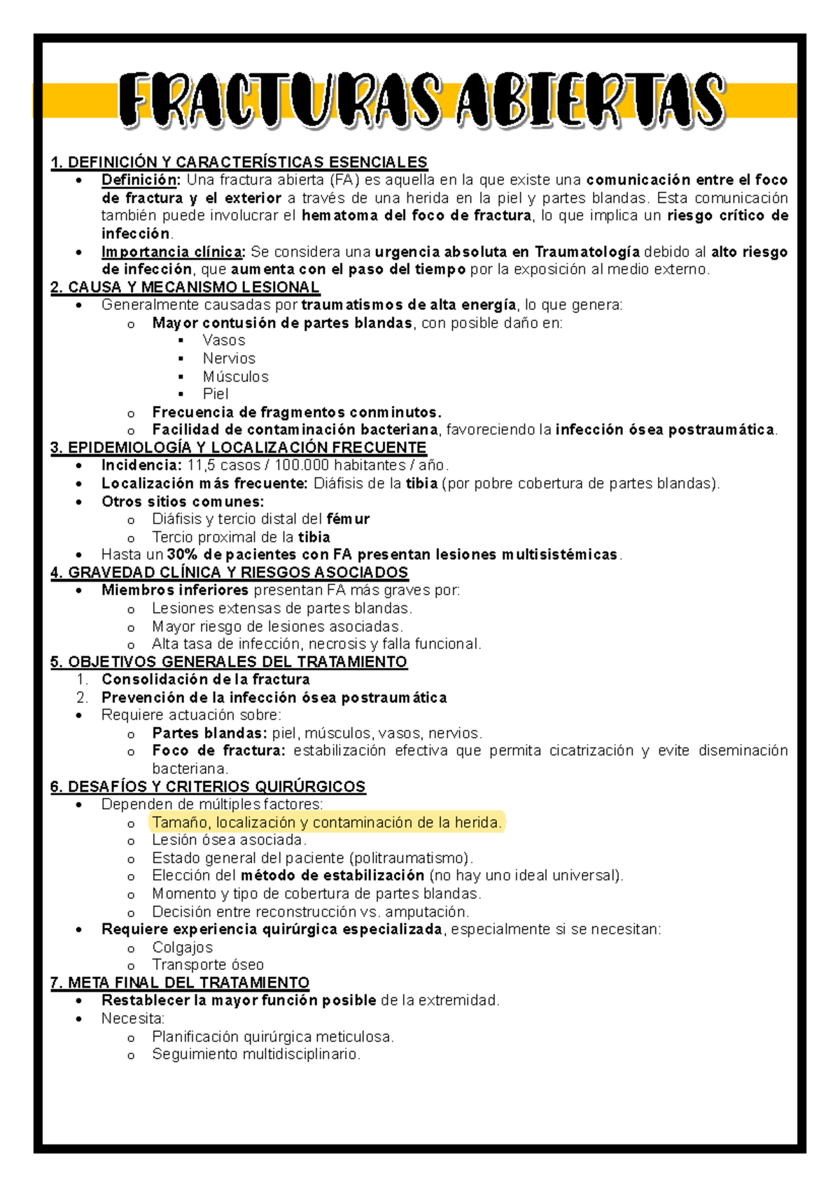 5- Fracturas Abiertas: Resumen y Características Esenciales - Studocu
