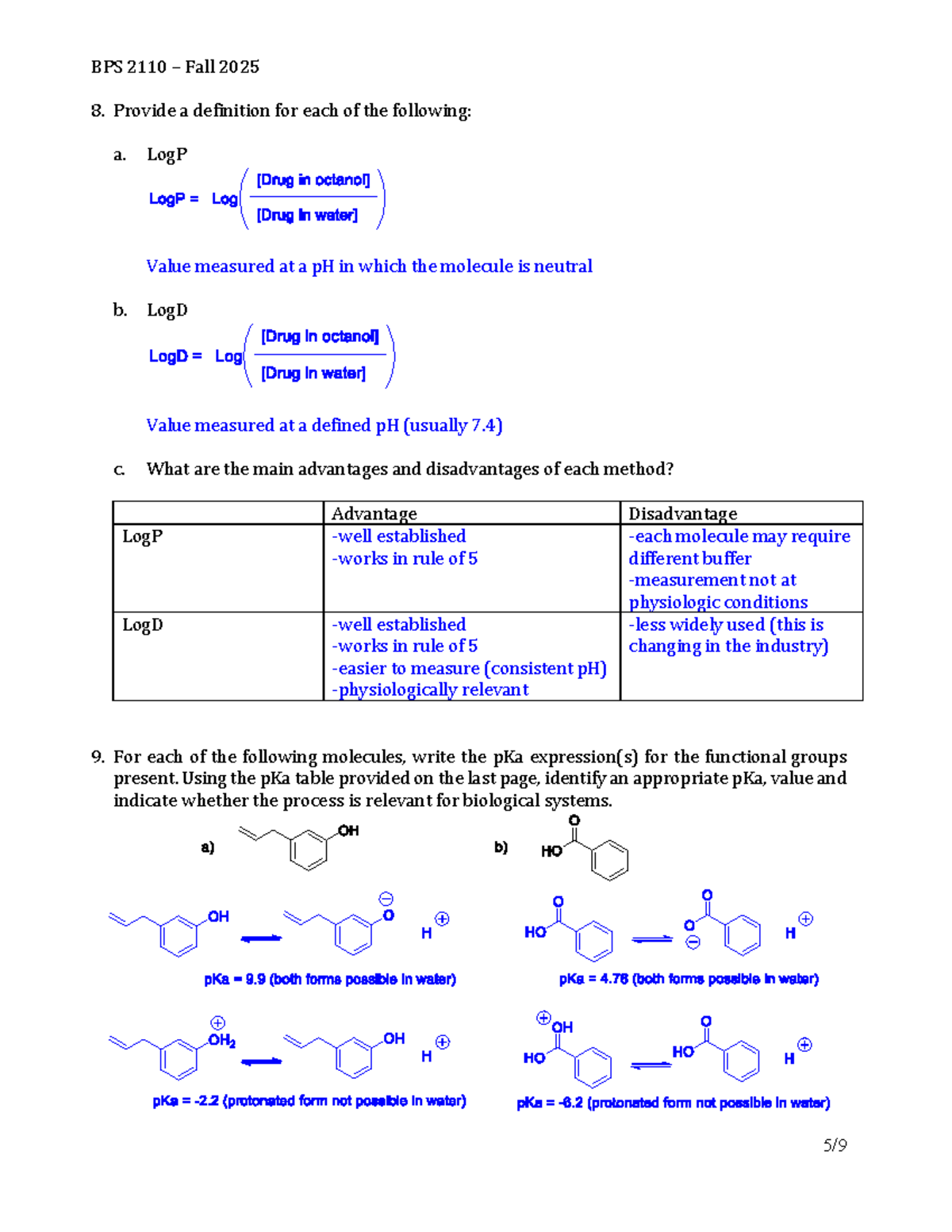 BPS 2110 Fall 2025 Assignment 3: LogP, LogD, and pKa Analysis - Studocu