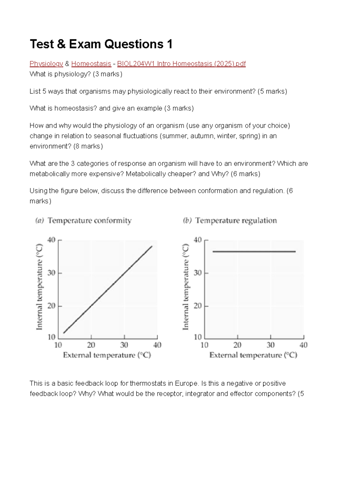 Test Exam Questions 1 - Test & Exam Questions 1 Physiology ...