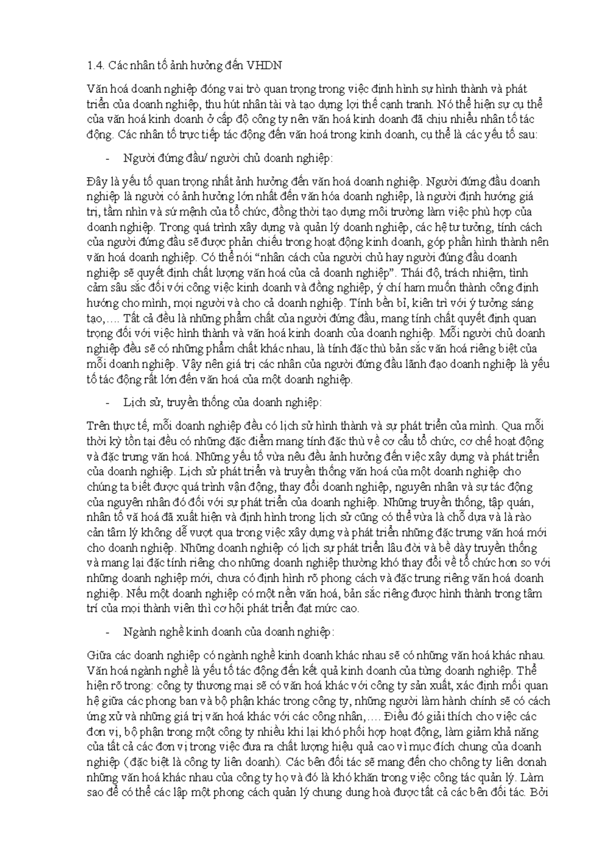 VHDN - Các Nhân Tố Ảnh Hưởng và Giai Đoạn Hình Thành Văn Hóa Doanh ...