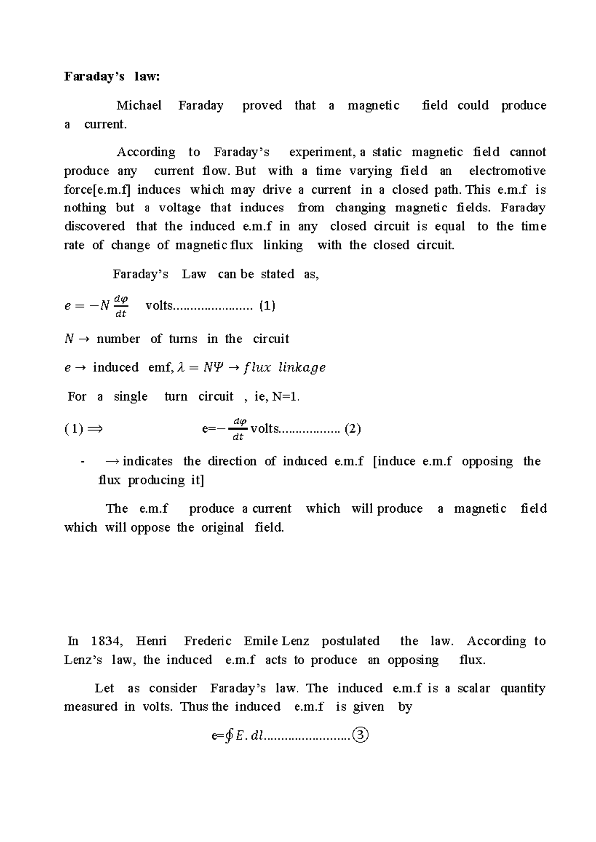 5.1 Faraday's Law of Induced EMF - Physics Notes - Studocu