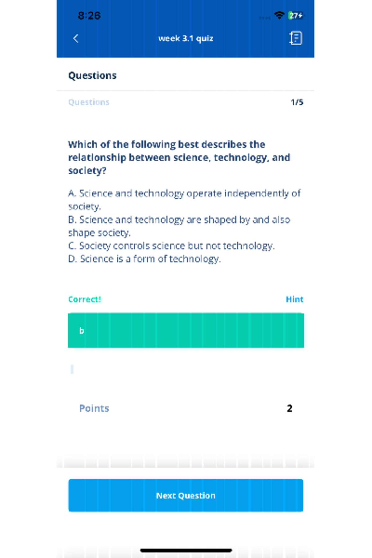 STS 274 Week 3 & 4 Quiz Questions and Answers - Studocu