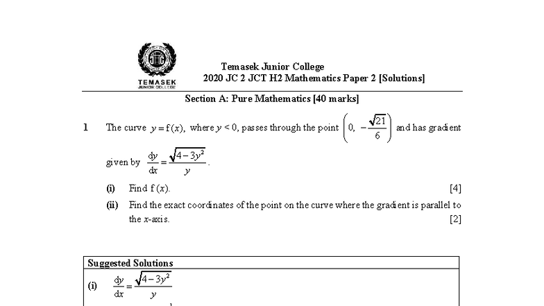 04 - Paper for practice mya - Temasek Junior College 2020 JC 2 JCT H2 ...
