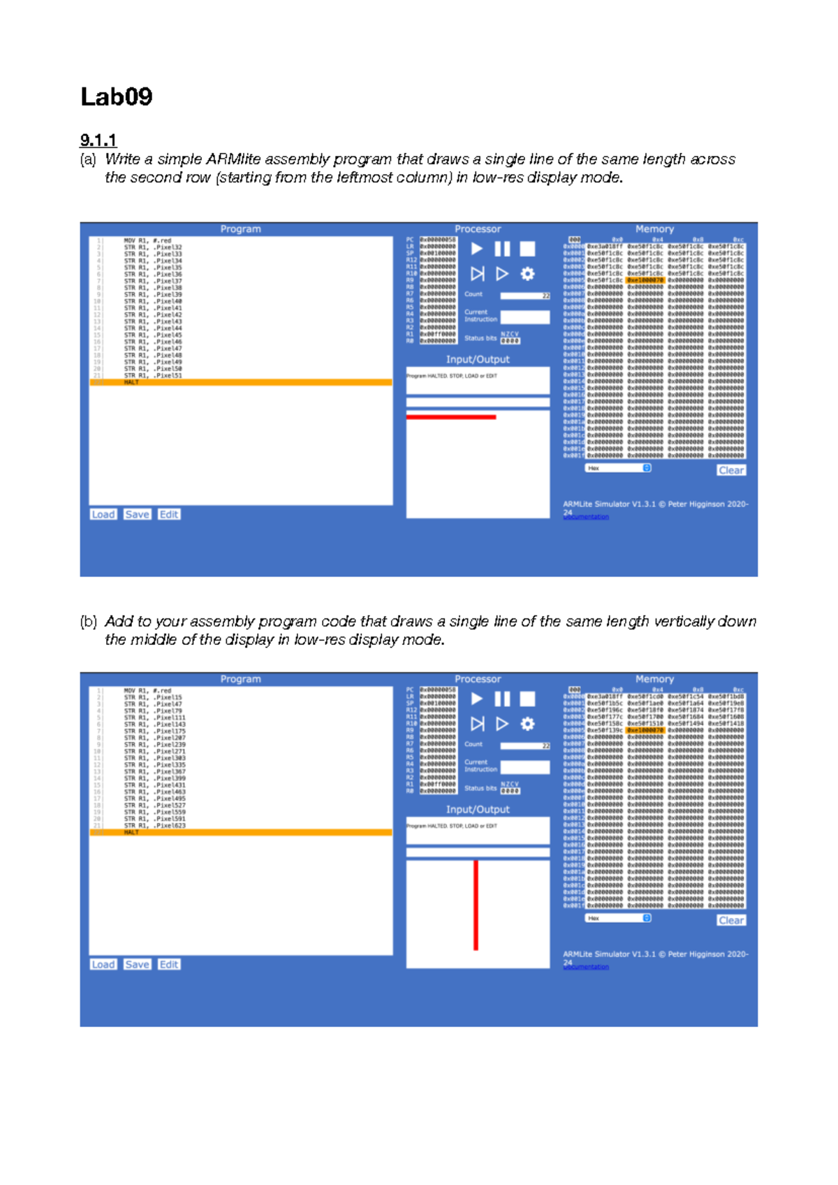 Lab 9 - ARMlite Assembly: Drawing Lines & Indirect Addressing - Studocu