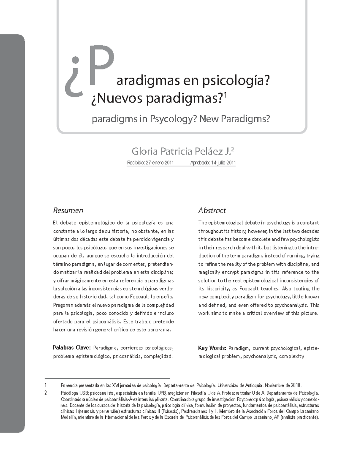 Paradigmas en Psicología: Una Revisión Crítica de Nuevos Enfoques - Studocu