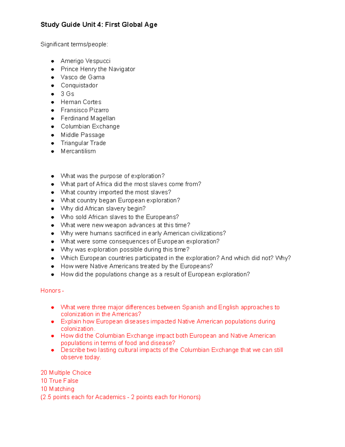 Unit 4 Study Guide: The First Global Age & Its Civilizational Impact ...