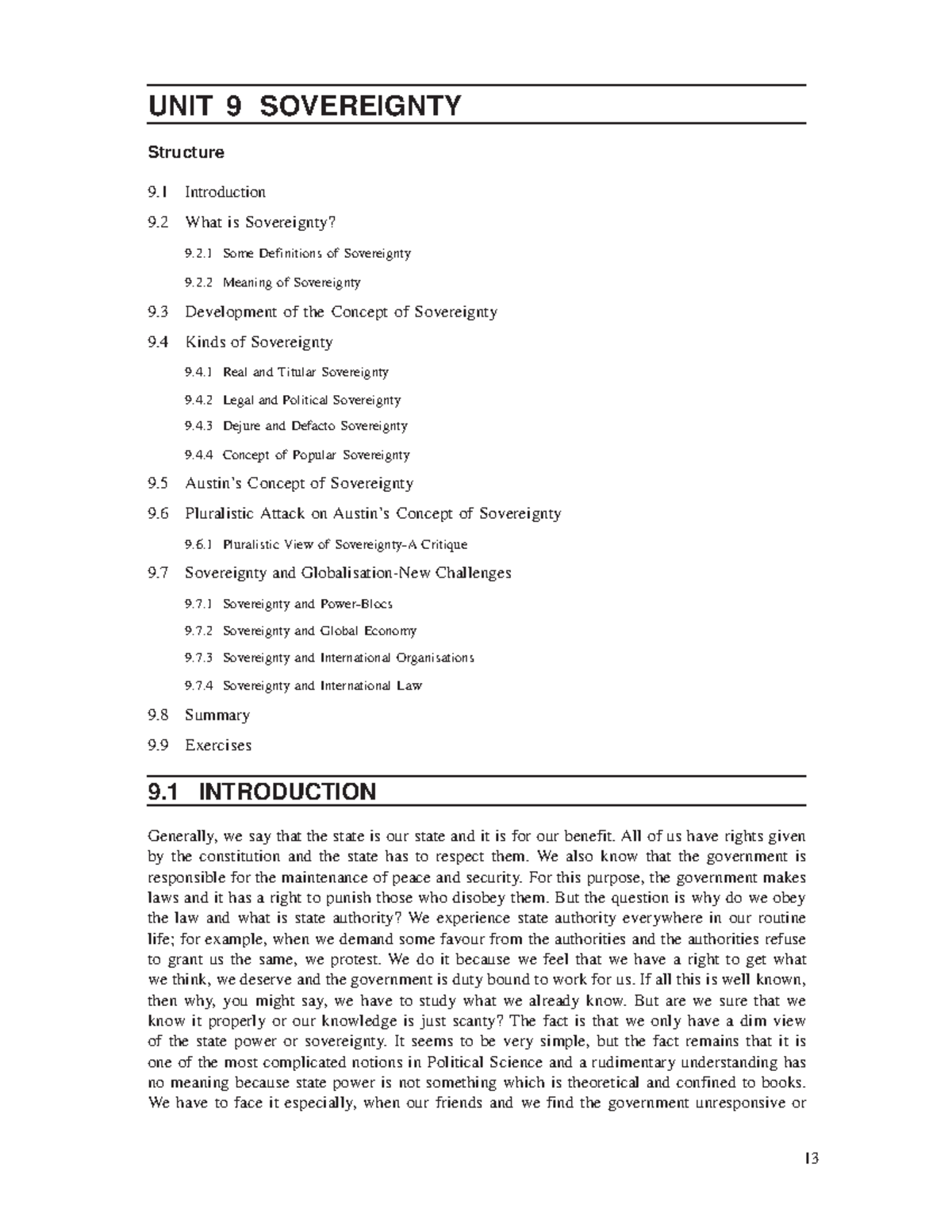 UNIT 9 SOVEREIGNTY: Understanding the Concept and Its Challenges - Studocu