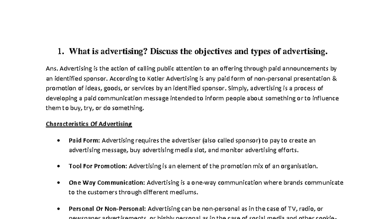 Advertising: Objectives, Types, and Effectiveness Techniques (PR 6C3 ...