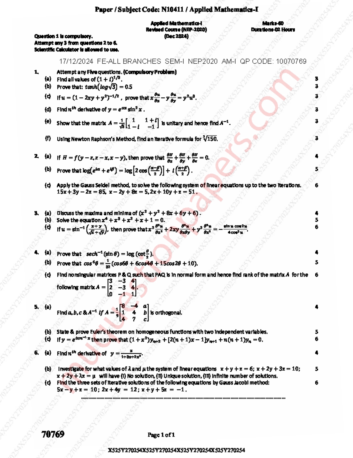Be first-year-engineering semester-1 2024 december applied-mathematics ...